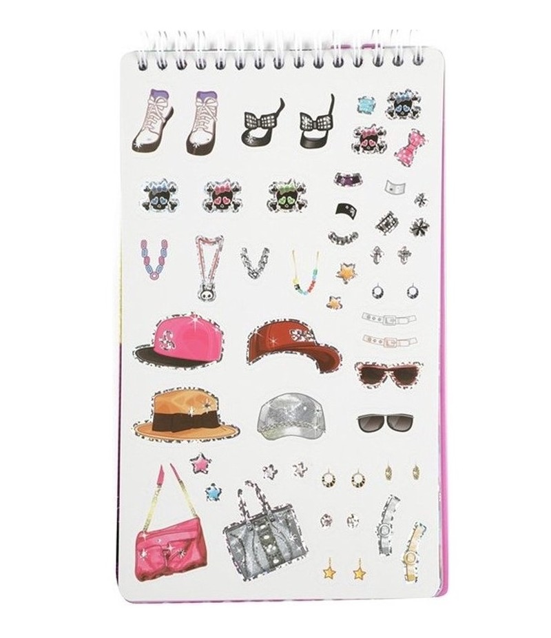 Caiet de schite cu autocolante- Top Designer, Moda 14x25cm. - ding.ro
