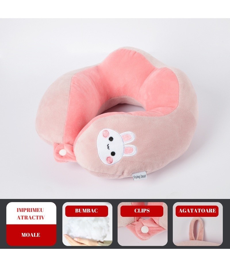 Perna calatorie pentru copii cu Model Brodat Iepure, Roz, Umplutura din ...